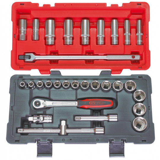 922.0630 | Coffret de douilles et accessoires ULTIMATE en pouces 1/2", 30 pièces. Outillage KS Tools